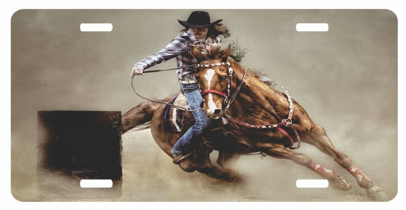 Cowgirl Barrel Horse Riding Racing Rodeo Western License Plate Car ...