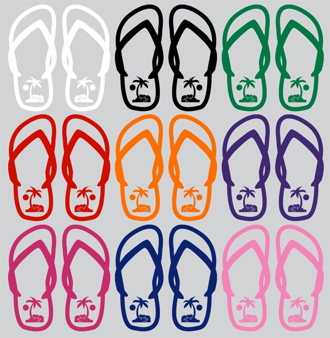 Flip Flops Sun Palm Trees Sandals Car Truck Window Vinyl Decal Sticker ...