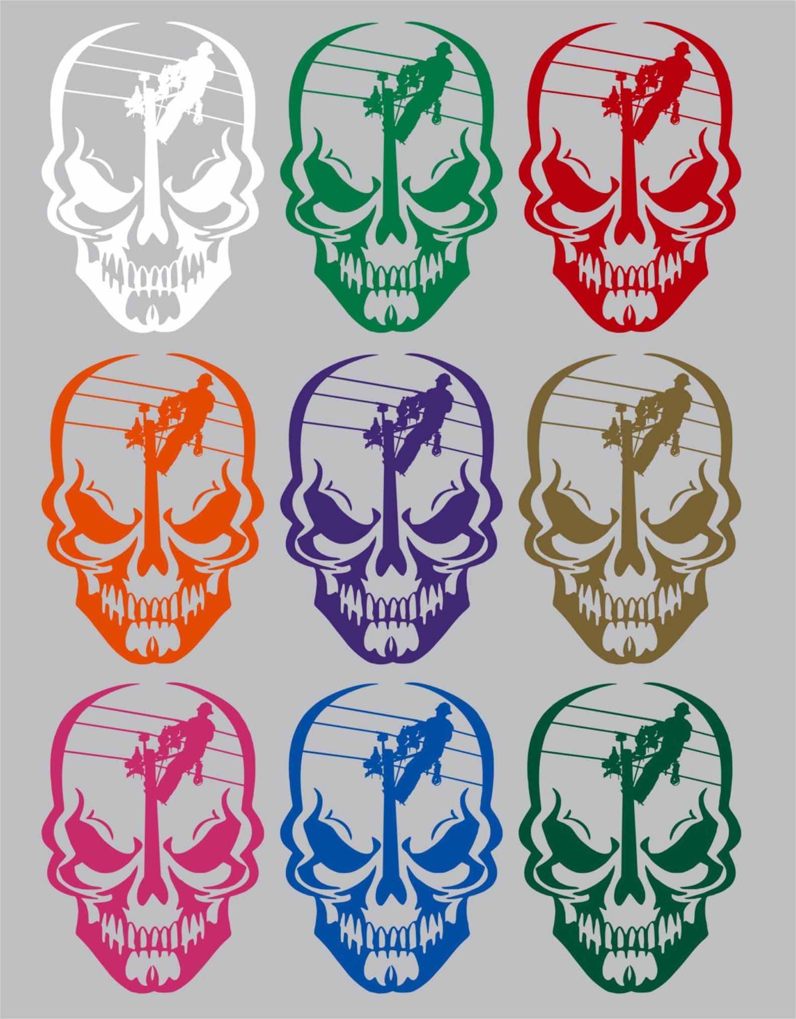 Lineman Skull Electrician Linemen Power Pole Car Truck Window Laptop ...