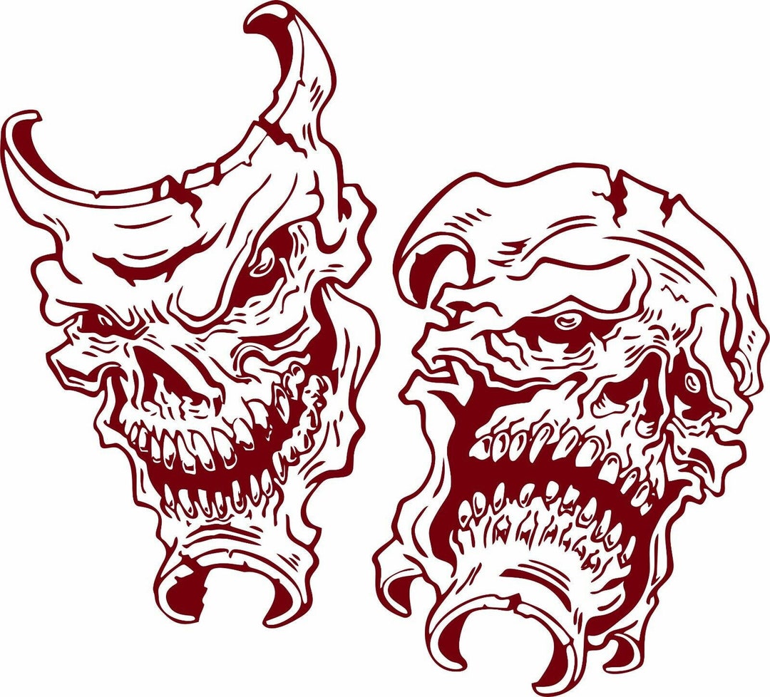 Happy Sad Evil Face Skull Joker Clown Car Boat Truck Window Vinyl Decal ...