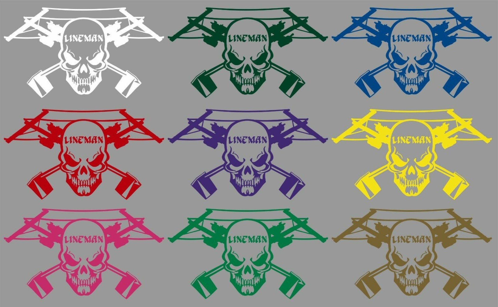Lineman Skull Vinyl Decal: Electrician Power Pole Sticker - Etsy