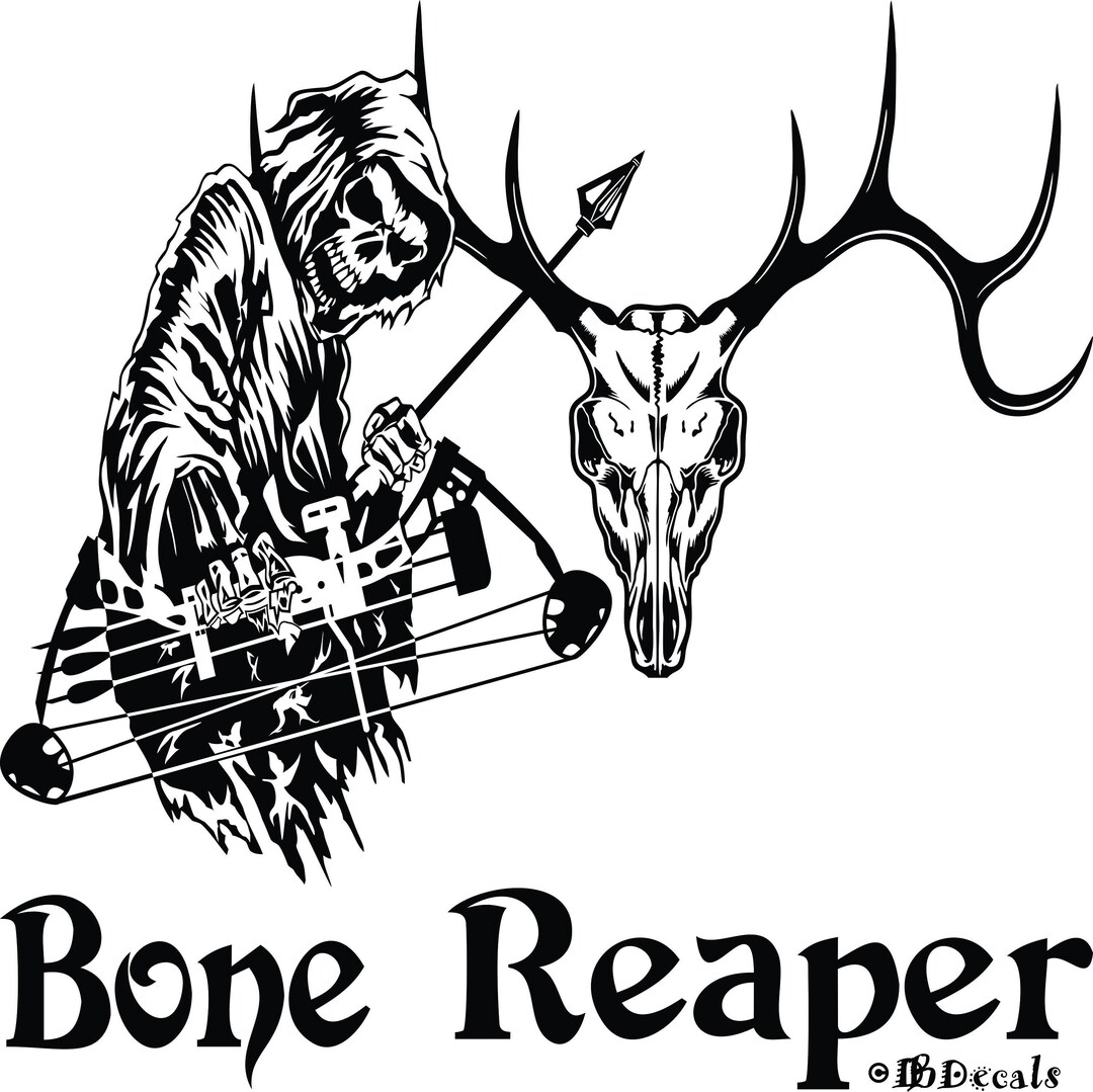 Grim Reaper Bow Hunter Deer Skull Antler Gun Scope Hunting Car Truck ...