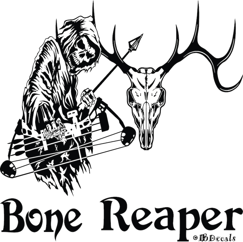 Grim Reaper Bow Hunter Deer Skull Antler Gun Scope Hunting Car - Etsy