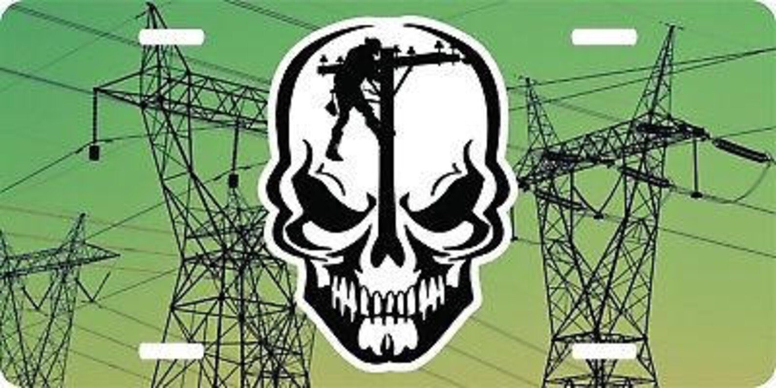 Lineman Linemen Skull Journeyman Electrician Pole License Plate Car ...