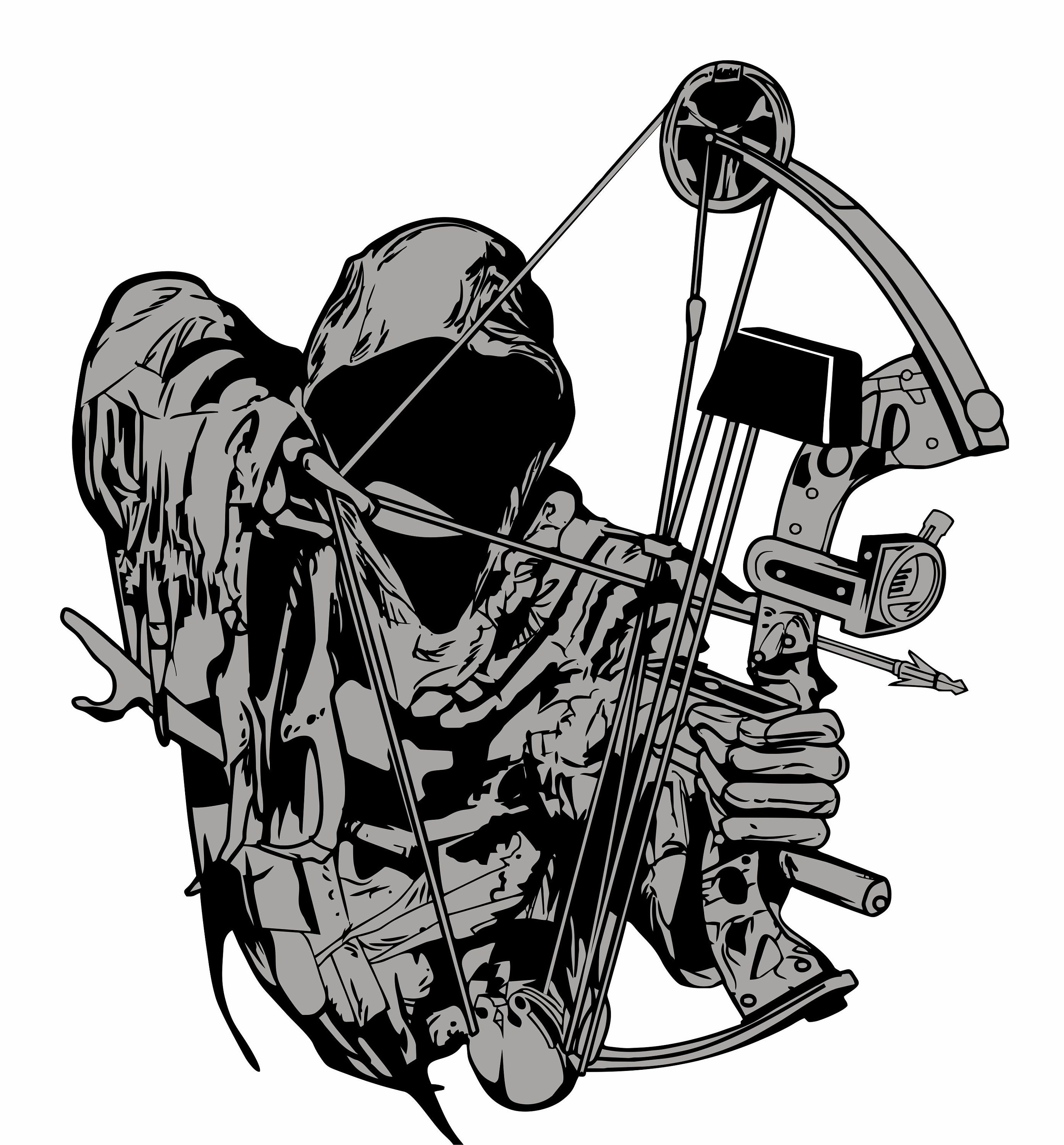 Grim Reaper Hunter Vinyl Decal: Camo Bow Hunter Car Truck Laptop ...