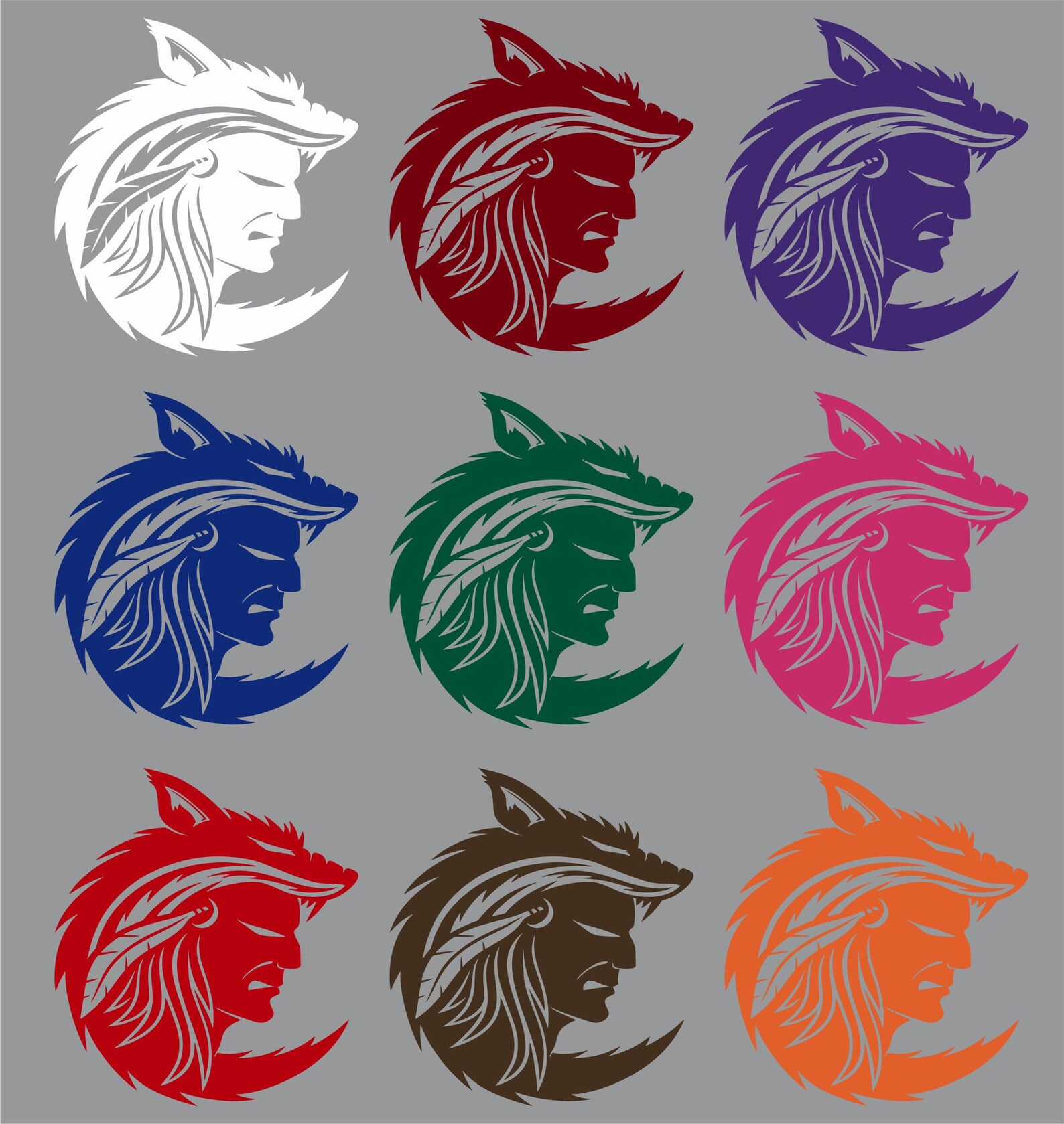 Native American Indian Face Chief Wolf Head Skin Headdress Car Truck ...