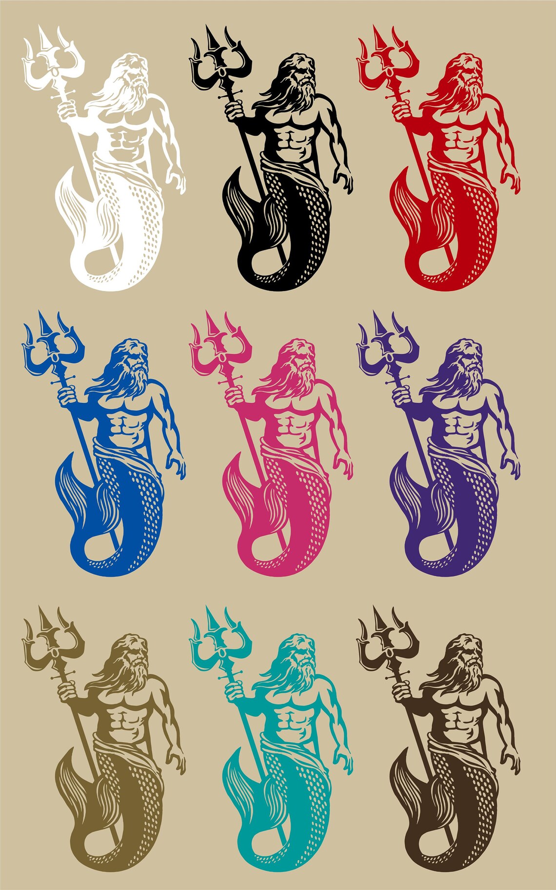 Poseidon Merman Mermaid Aqua Man Boat Greek God Fantasy Beach - Etsy