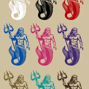 Poseidon Merman Vinyl Decal: Greek God Car Truck Laptop Sticker - Etsy