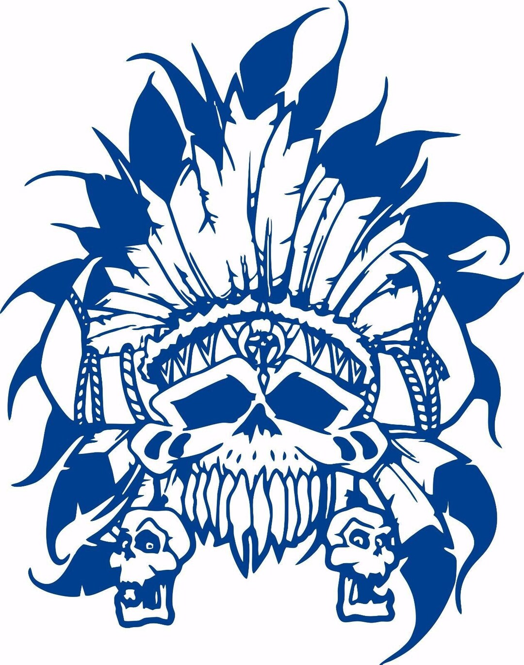 Native Indian Skull Skeleton Headdress Car Truck Window Vinyl Decal ...