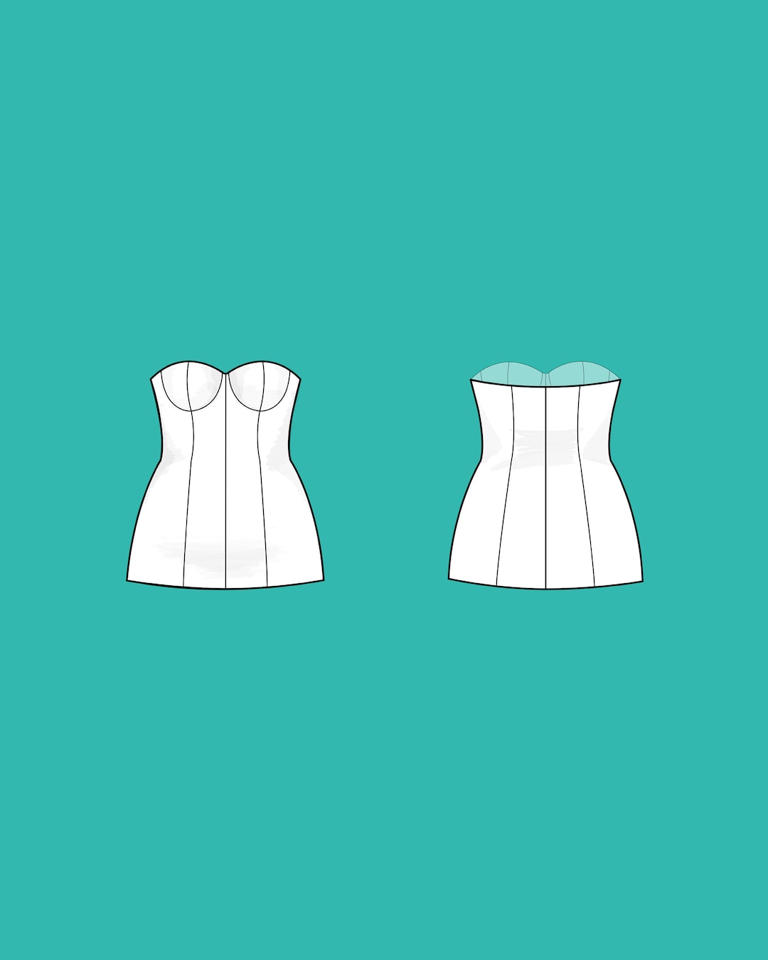 Bustier Top With Bra Cups | Sizes 10-16 | Basic Block PDF Sewing ...