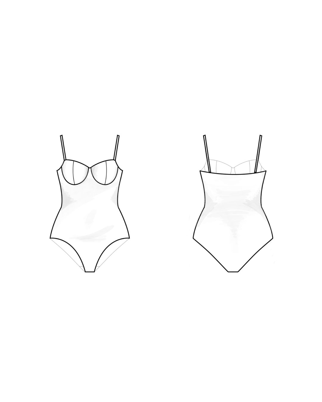 Womens Underwire Swimsuit, Bodysuit | Sizes 2-8 | Basic Block PDF ...