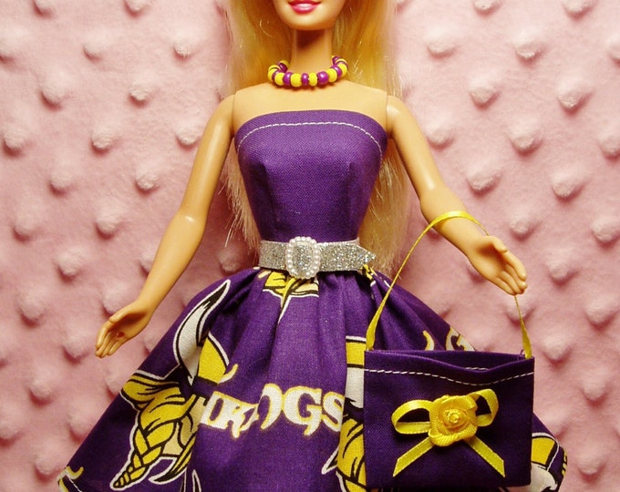 Barbie Sports - NFL Minnesota Vikings Dress, Purse, Necklace, Belt and ...