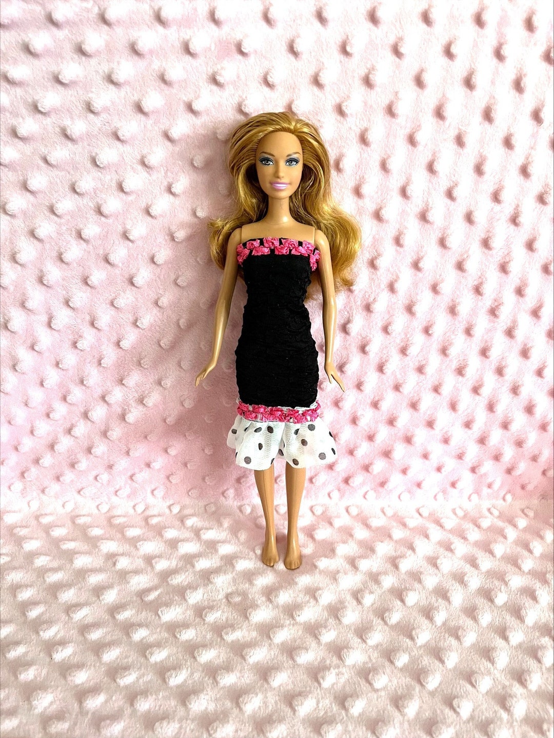 11.5 Fashion Doll Mini Dress Black Stretch Mini Dress With Polka Dot ...