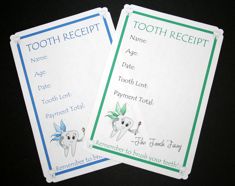 Tooth Fairy Receipt Cards - A Keepsake From the Tooth Fairy - Etsy