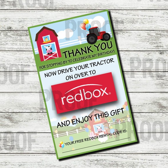 PRINTABLE Farmhouse Fun Party Favor Redbox Gift Code | Etsy