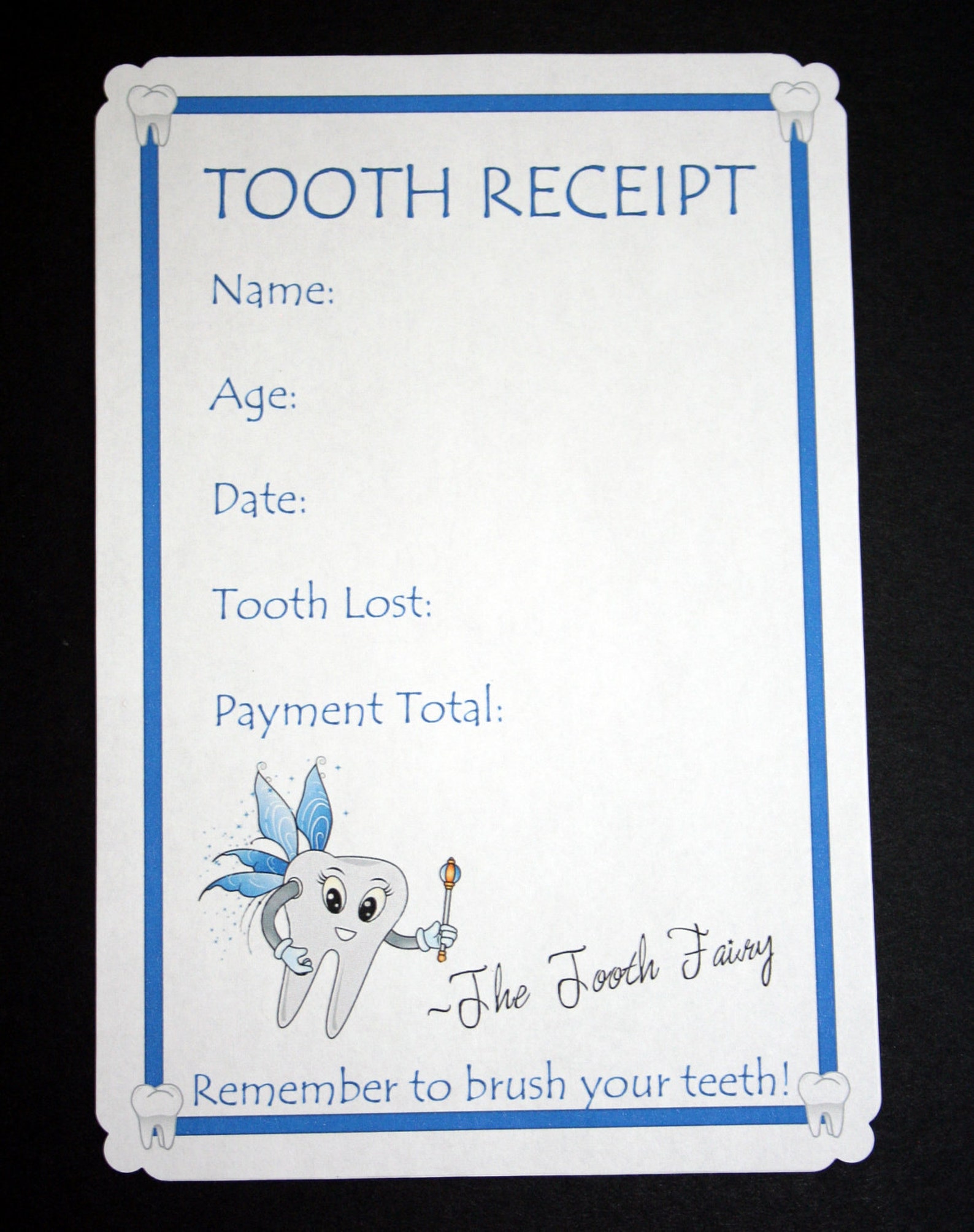 Tooth Fairy Receipt Cards - A Keepsake From the Tooth Fairy - Etsy