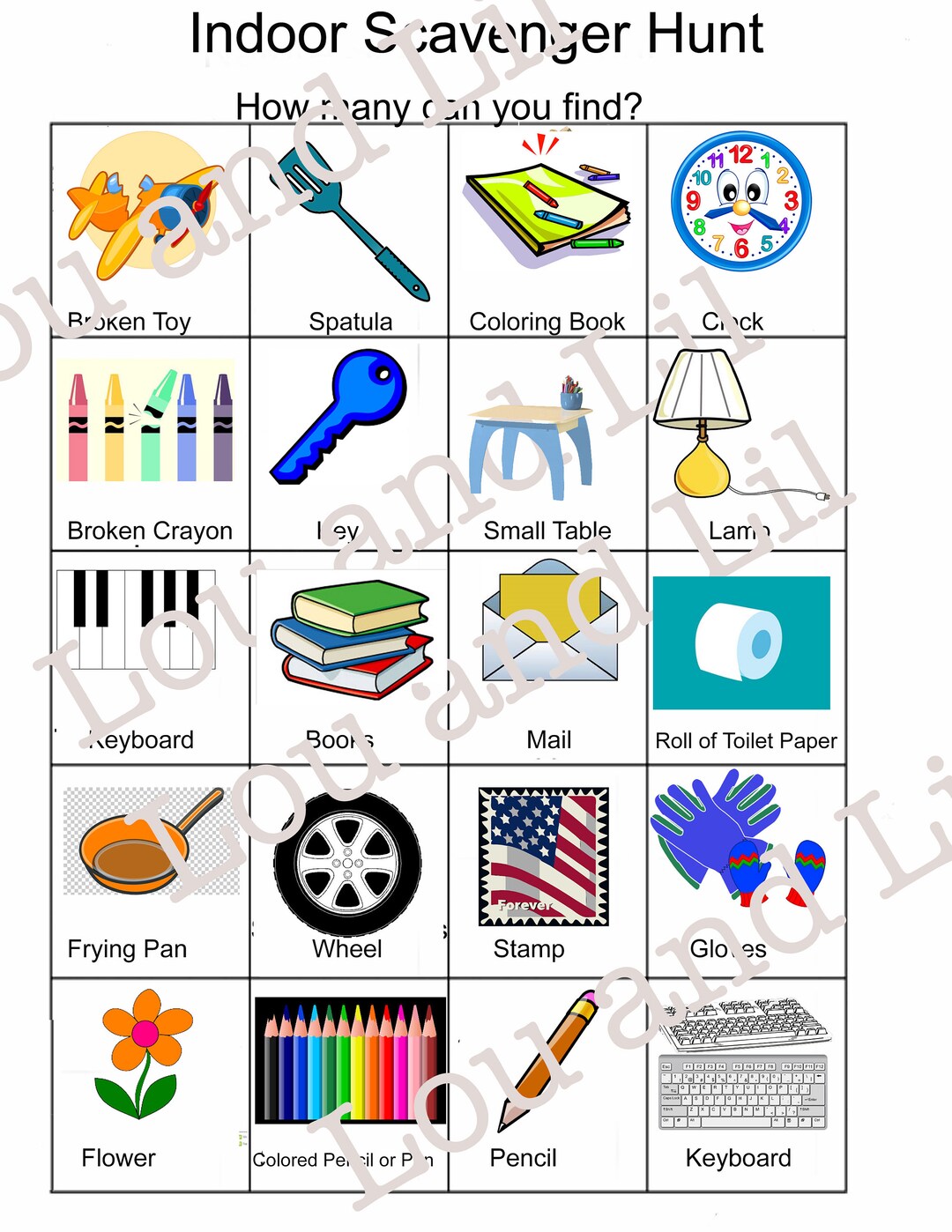 Digital Download Indoor Scavenger Hunt Letter Size Instant Download - Etsy