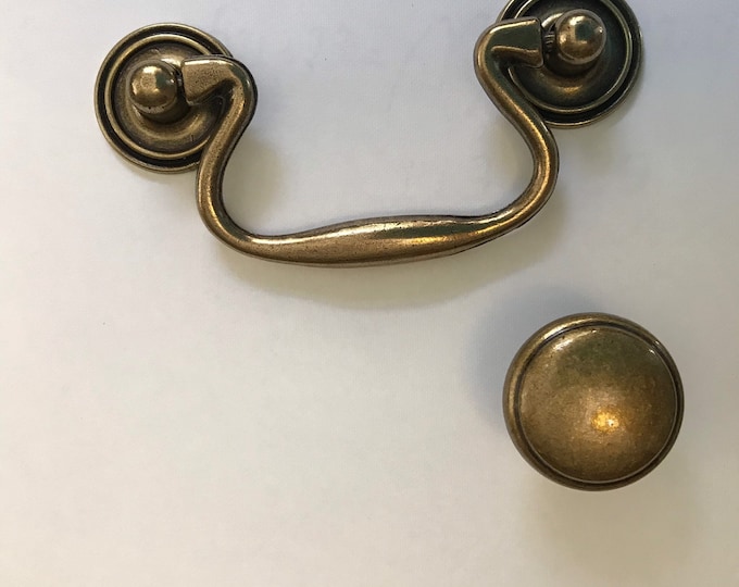 Brass Colored Swan Neck Drop Bale Drawer Pull or Knob 3 Inch at Center ...