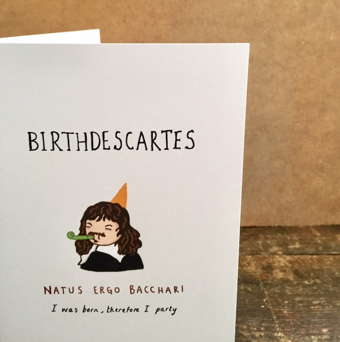 Funny Descartes Philosophy Birthday Card | Etsy