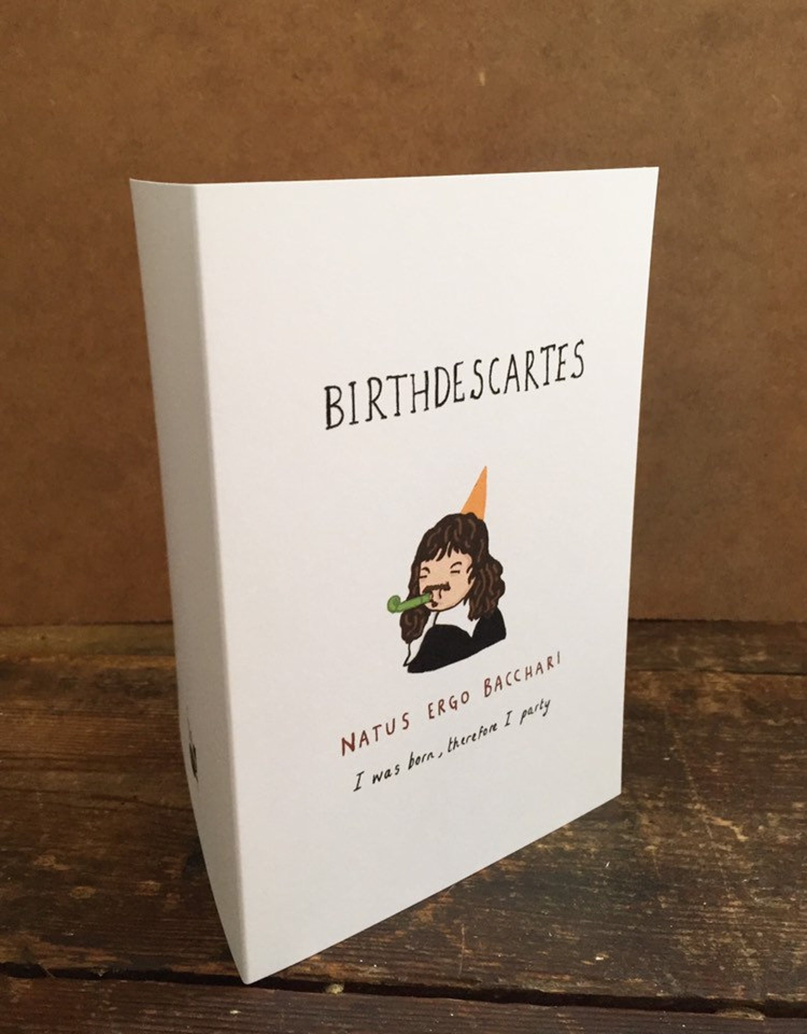 Funny Descartes Philosophy Birthday Card | Etsy