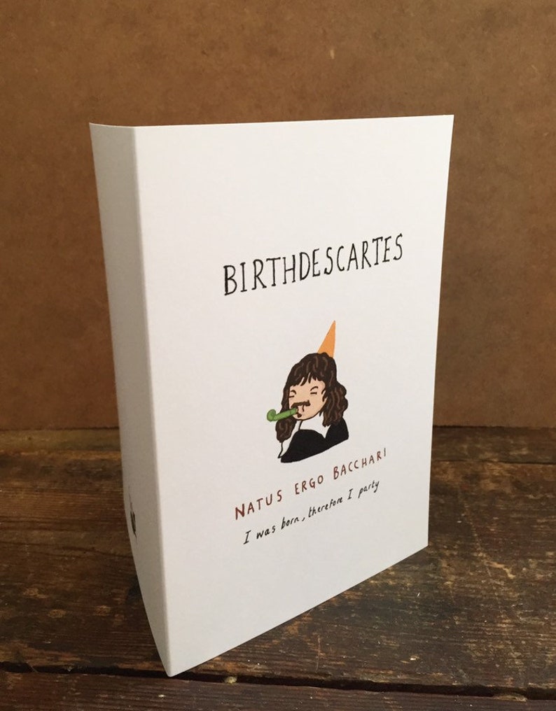 Funny Descartes Philosophy Birthday Card | Etsy