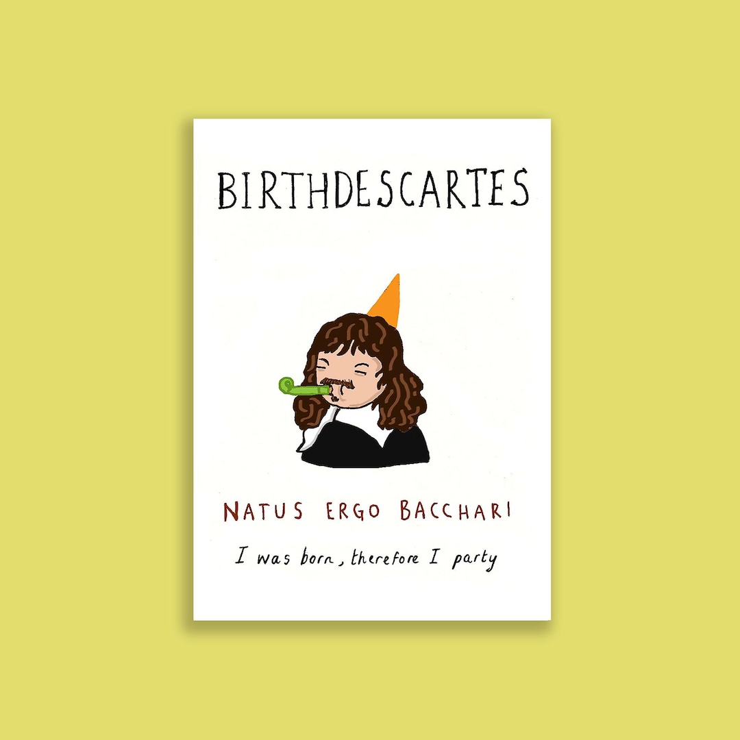 Printable Funny Descartes Philosophy Birthday Card - Etsy