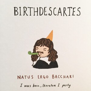 Funny Descartes Philosophy Birthday Card - Etsy