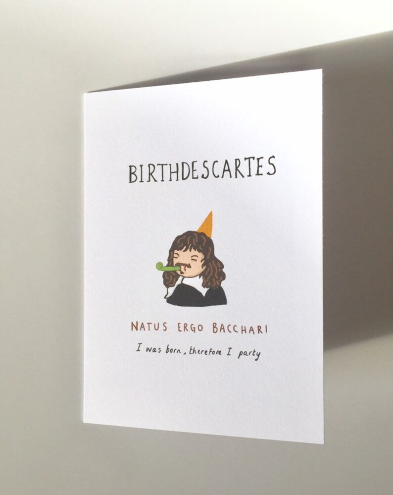 Funny Descartes Philosophy Birthday Card | Etsy