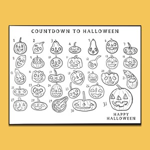 Printable Halloween Countdown Pumpkin Colouring Pages - Etsy