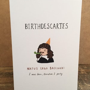 Funny Descartes Philosophy Birthday Card - Etsy