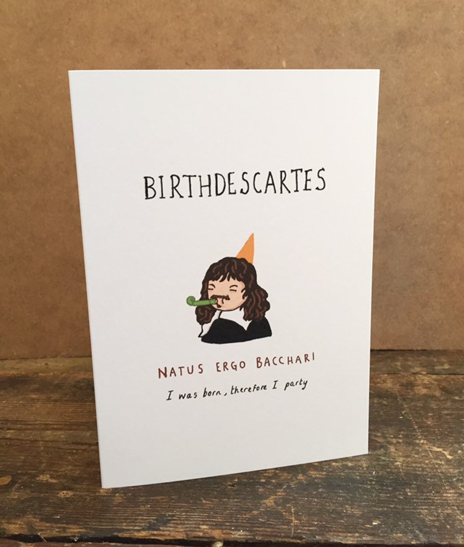 Funny Descartes Philosophy Birthday Card | Etsy