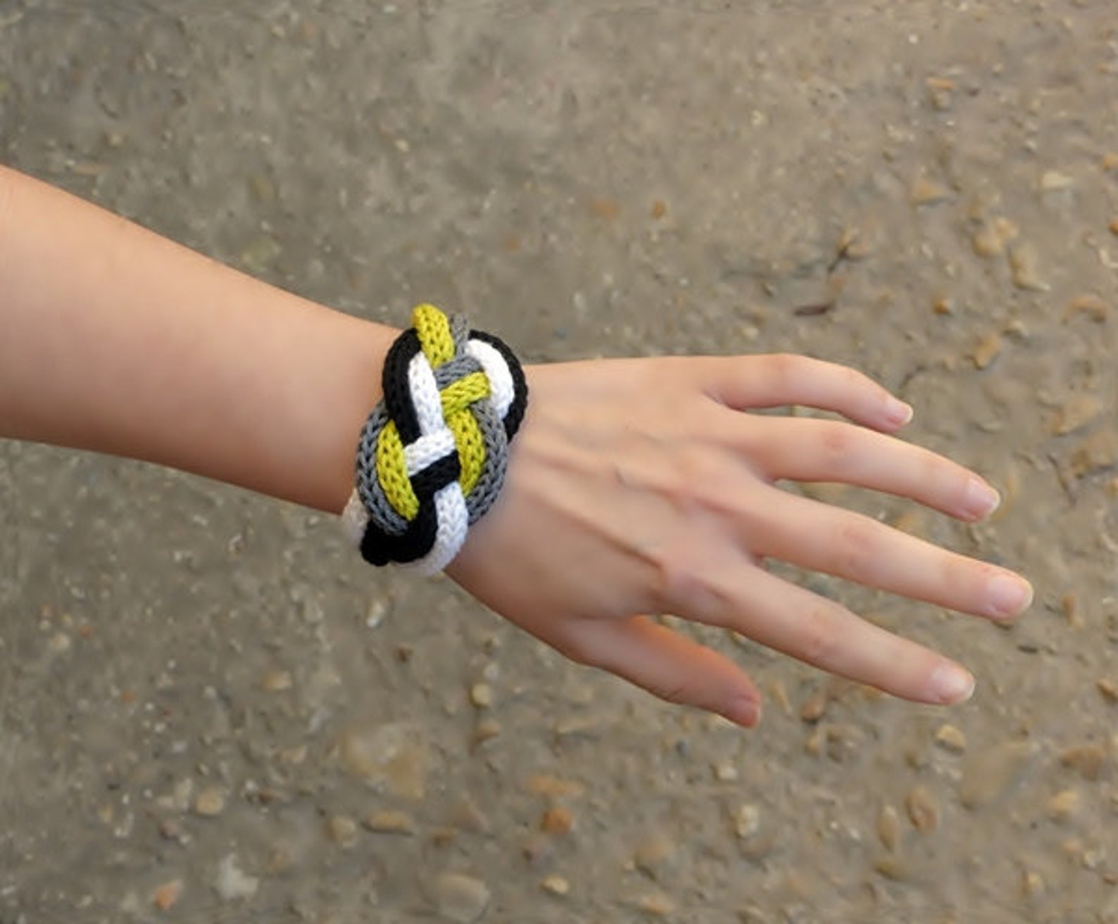 Knitted Bracelet With Anise Green Color Braided Bracelet Multicolor ...