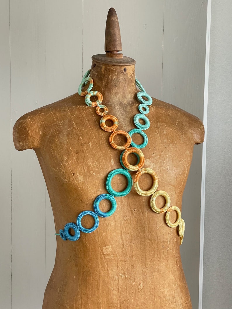 Long Crochet Necklace in Pastel Colors | Statement Jewelry | Colorful ...