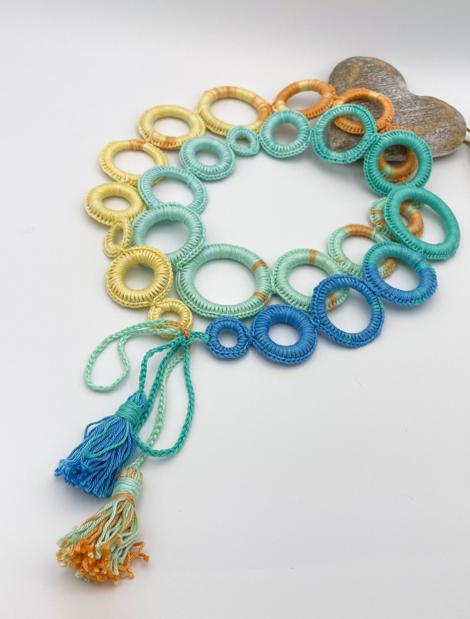 Long Crochet Necklace in Pastel Colors Statement Jewelry - Etsy