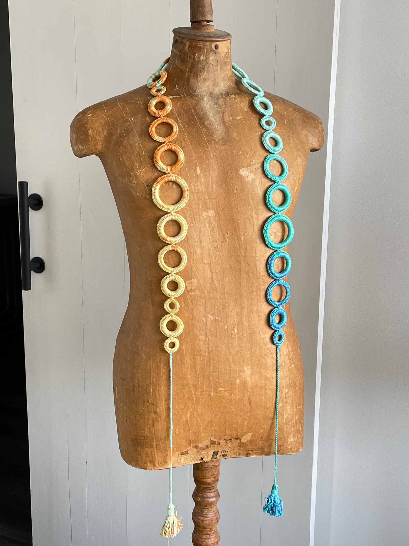 Long Crochet Necklace in Pastel Colors | Statement Jewelry | Colorful ...