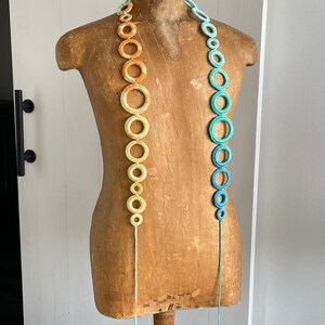 Long Crochet Necklace in Pastel Colors | Statement Jewelry | Colorful ...