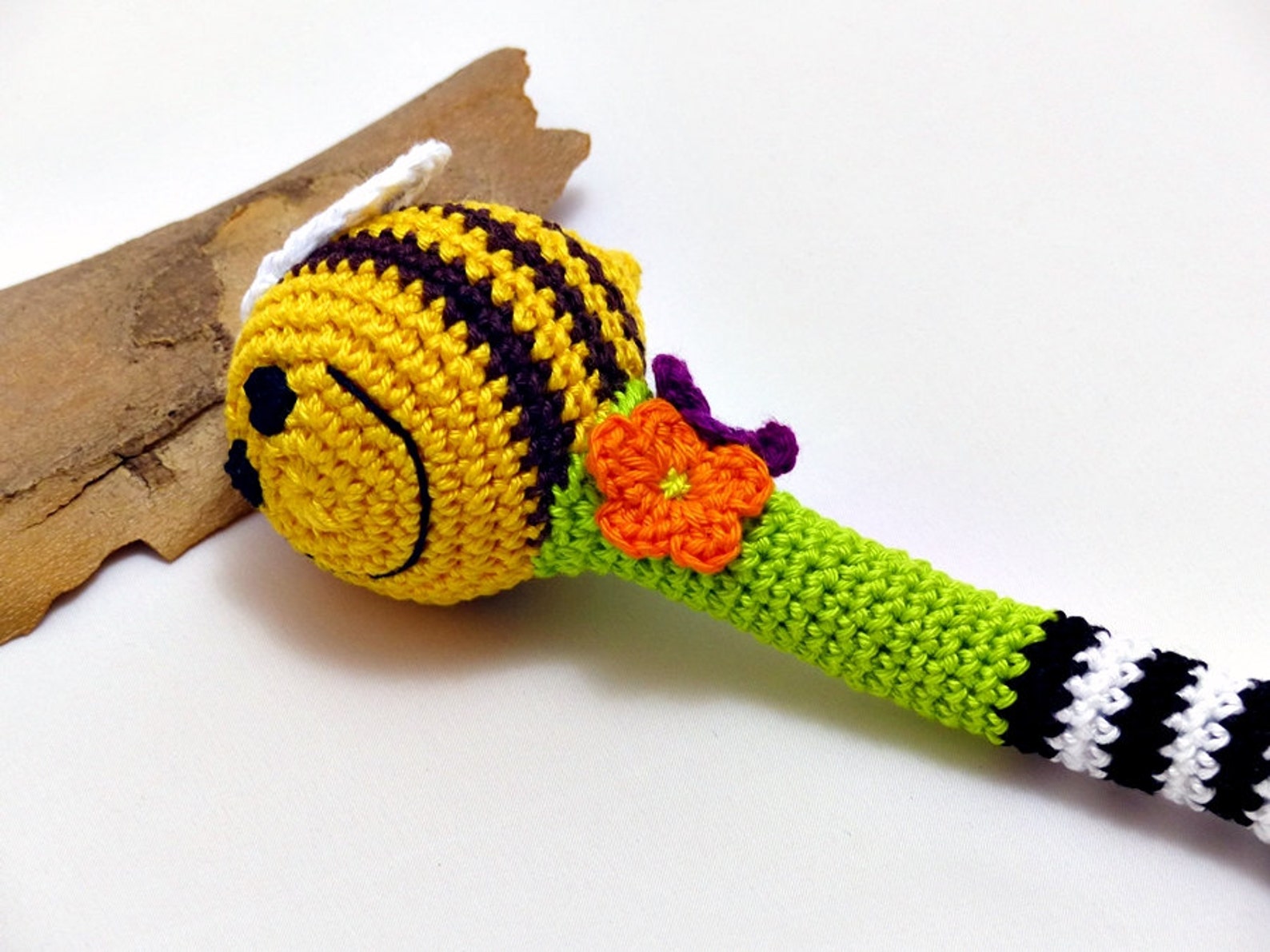 Crochet Bee Rattle Colorful Baby Toy Baby Shower Gift - Etsy