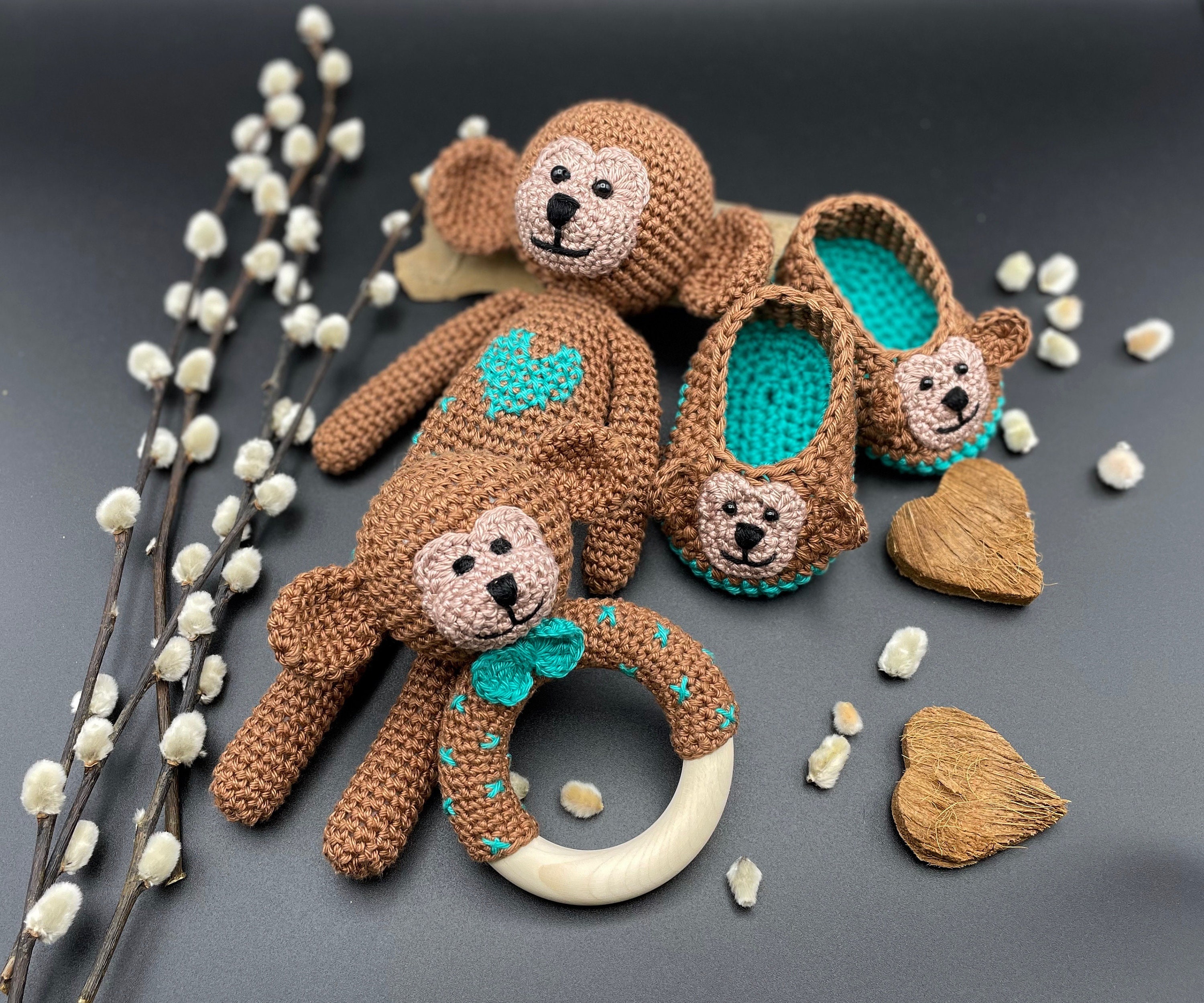 Crochet Monkey Gift Set Baby Shower Present Newborn Gift - Etsy
