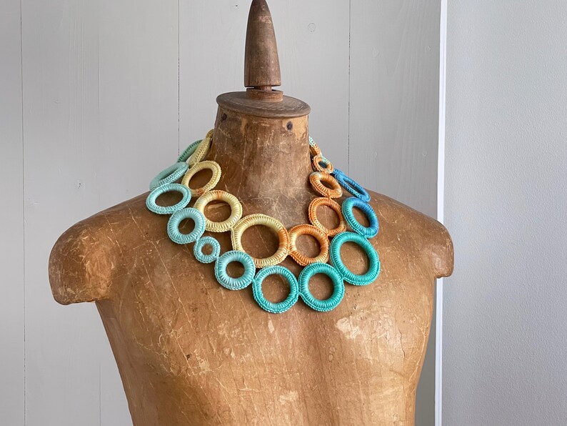 Long Crochet Necklace in Pastel Colors Statement Jewelry - Etsy