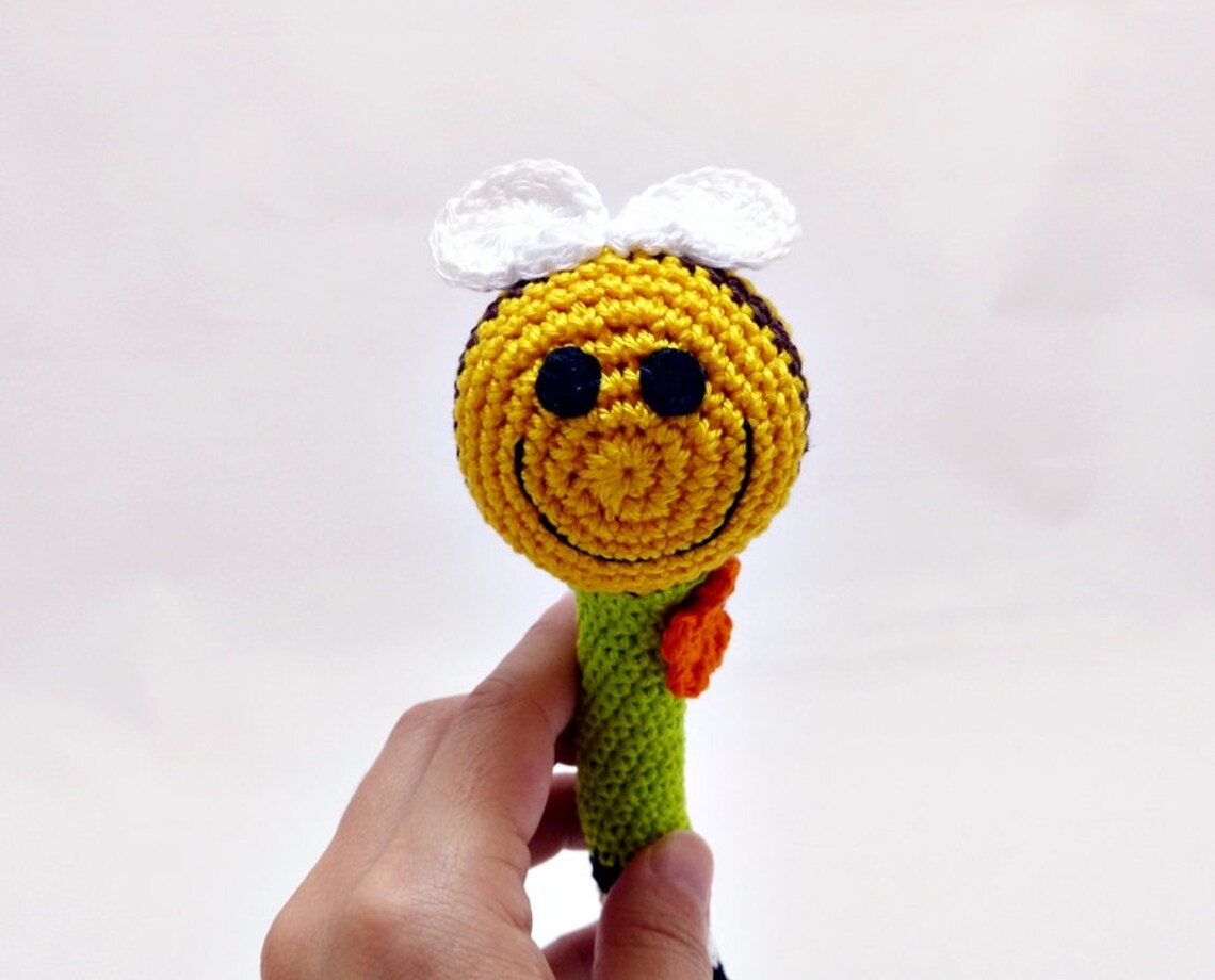 Crochet Bee Rattle Colorful Baby Toy Baby Shower Gift - Etsy
