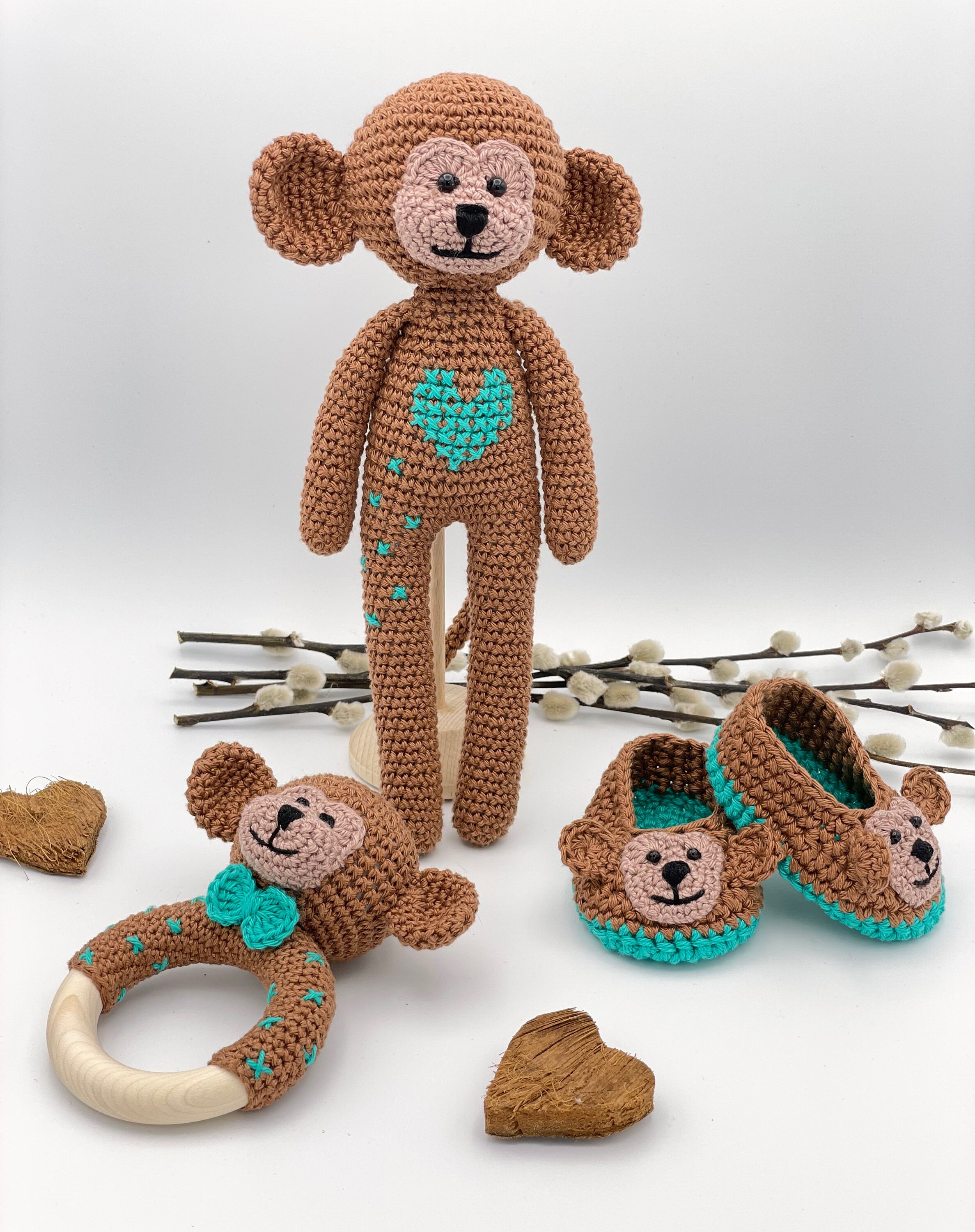 Crochet Monkey Gift Set Baby Shower Present Newborn Gift Set Pregnancy ...