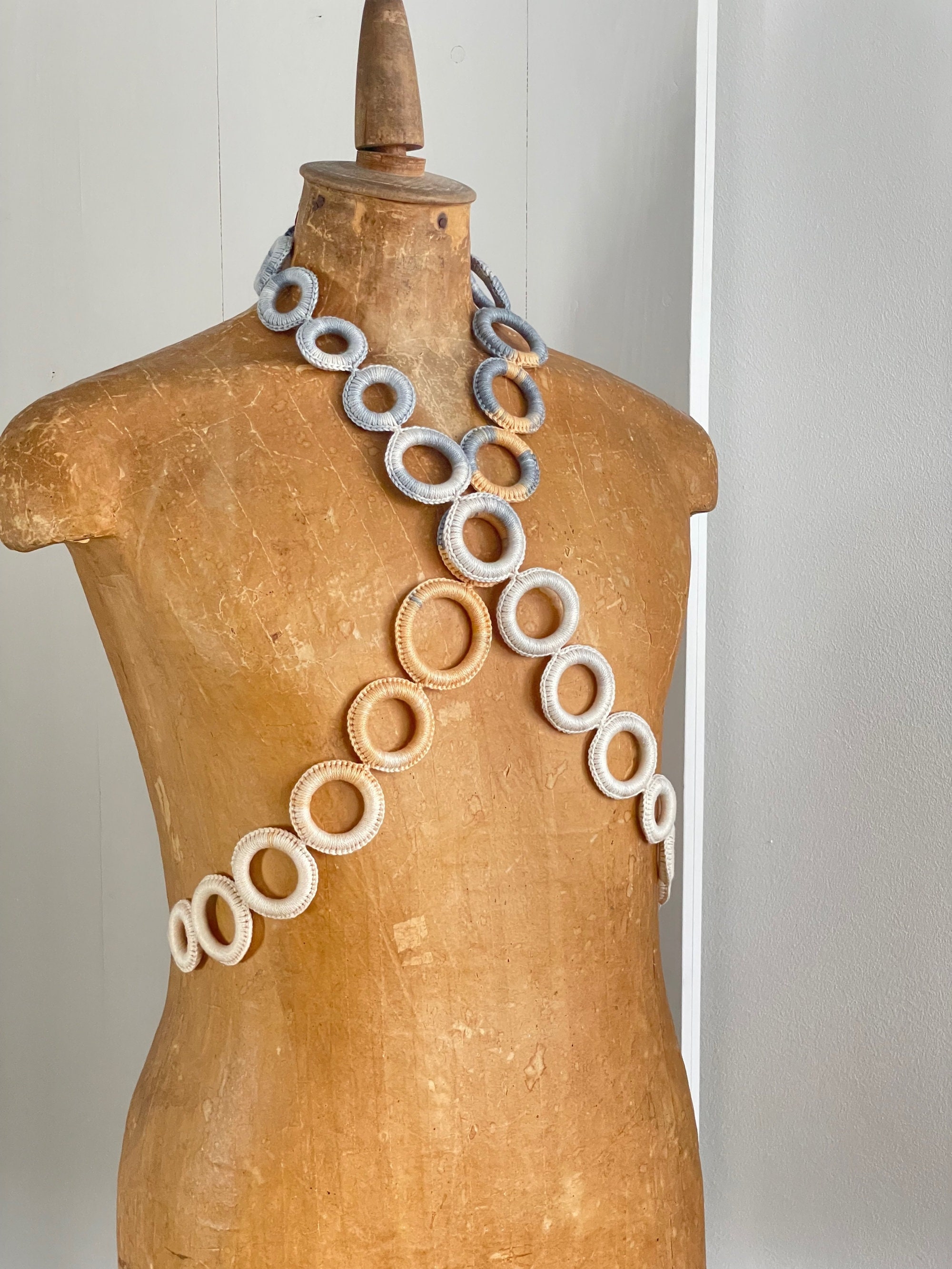 Long Crochet Necklace in Pastel Colors Statement Jewelry - Etsy