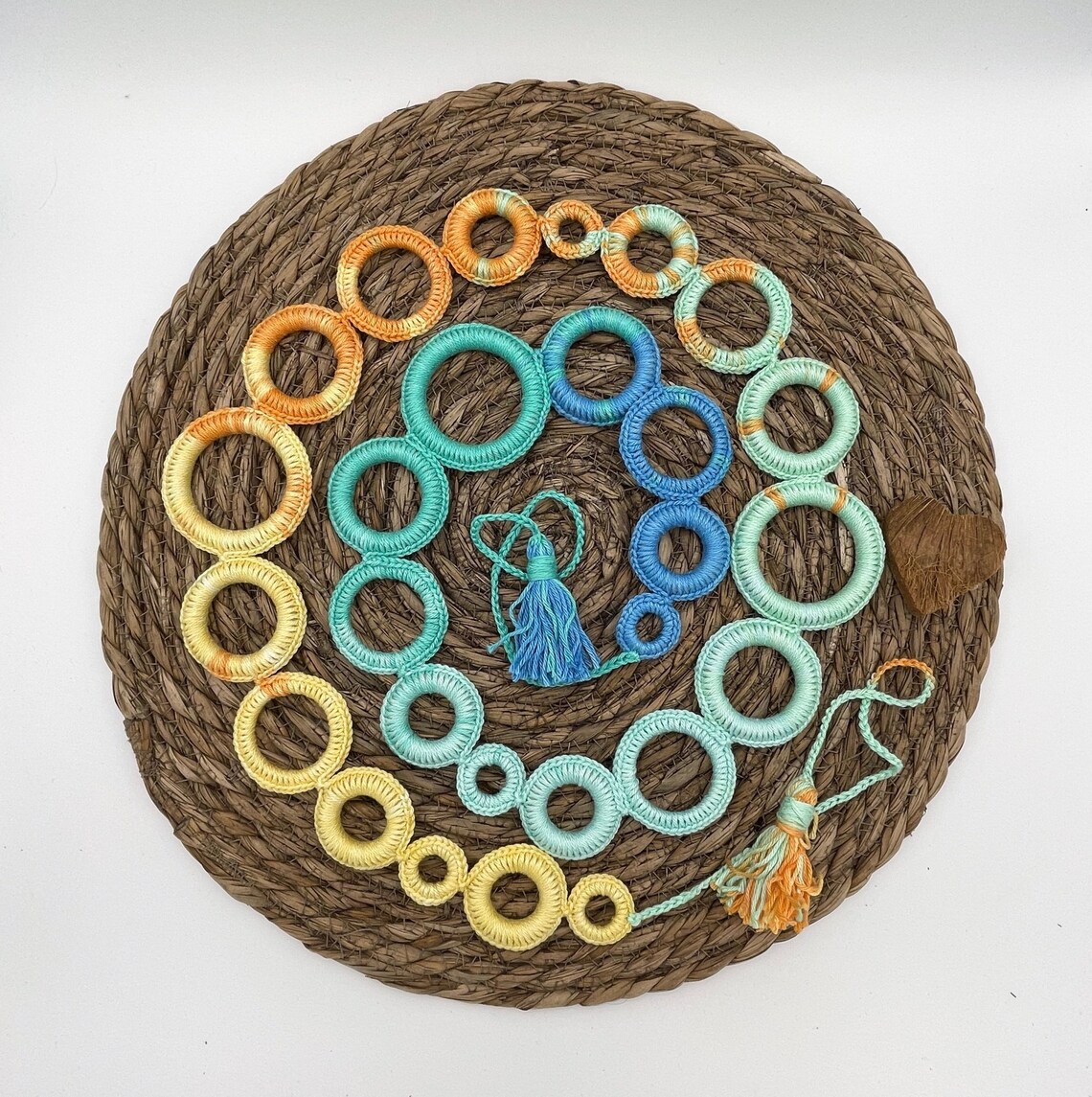 Long Crochet Necklace in Pastel Colors Statement Jewelry - Etsy