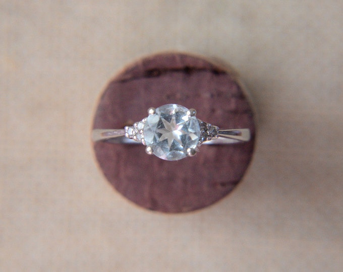 Light Blue Stone White Gold Ring in 14 Karat Gold - Etsy