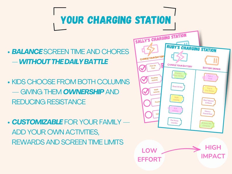 Editable Kids Charging Station – Chore & Screen Time Tracker (digital ...