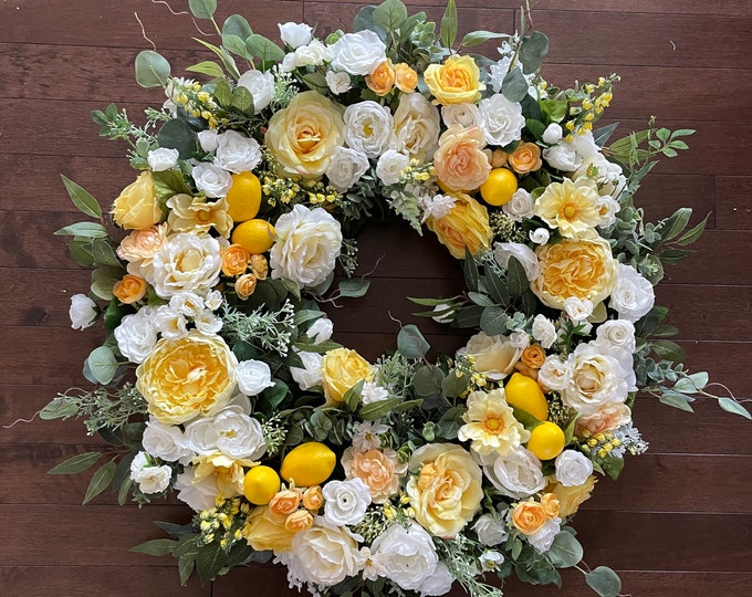 Yellow Wreath, Spring Wreaths for Front Door, Extra Large Spring ...