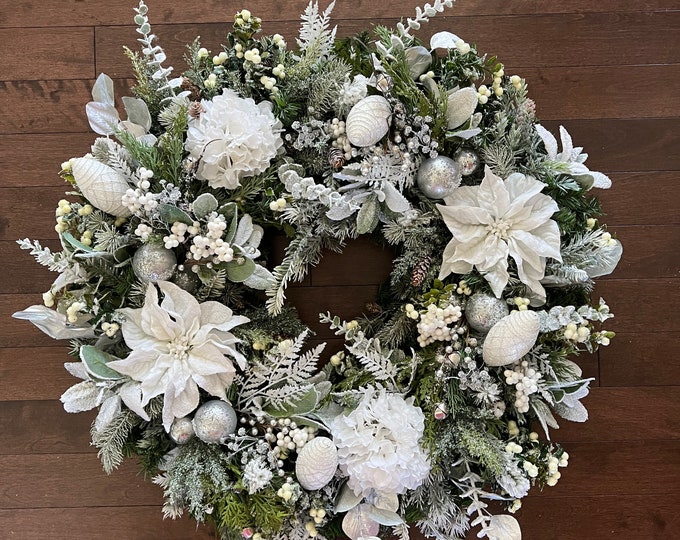 Extra Large Winter Wreath, White Wreaths for Front Door, Large ...