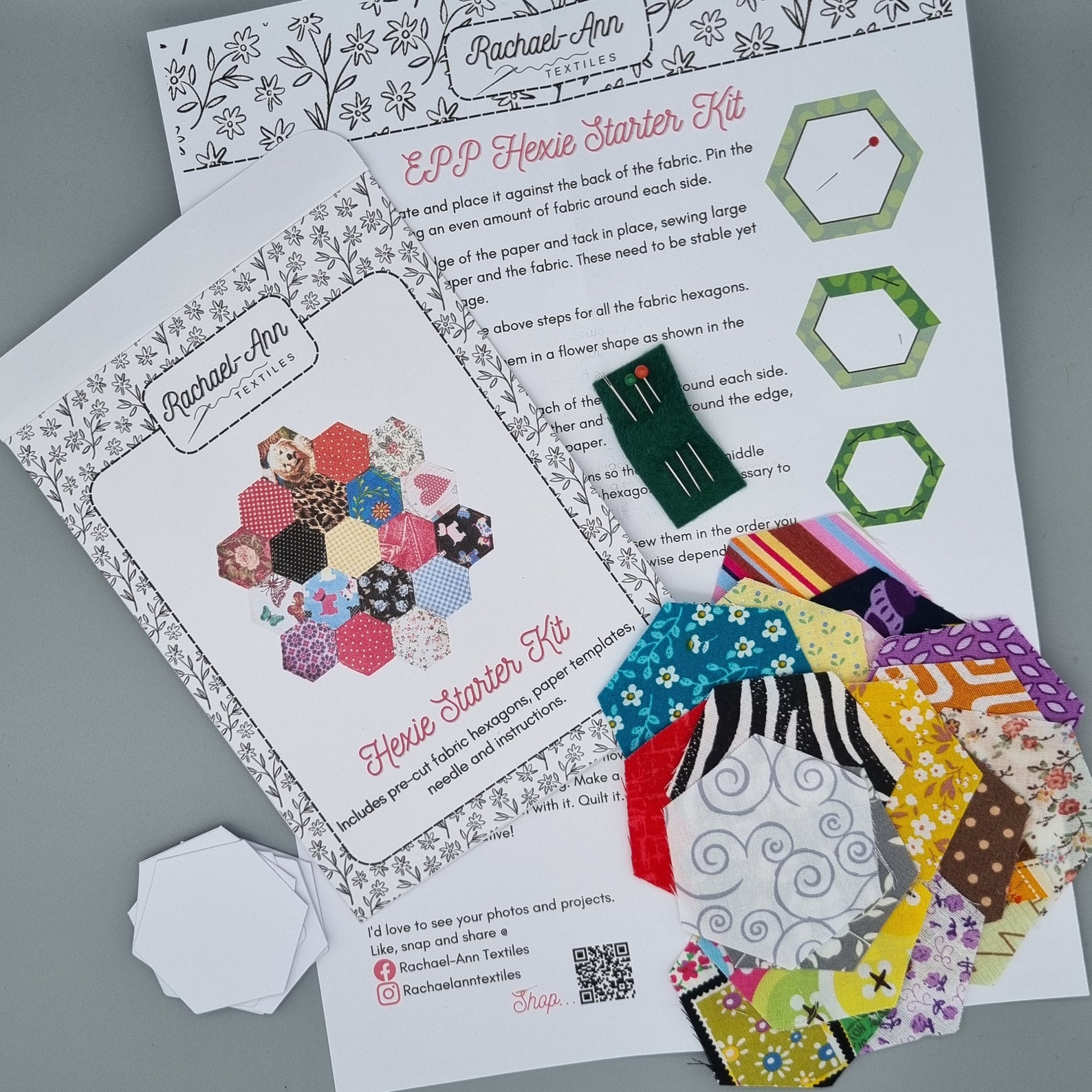 DIY Hexie Flower, Beginner English Paper Piecing Kit With Pre-cut ...