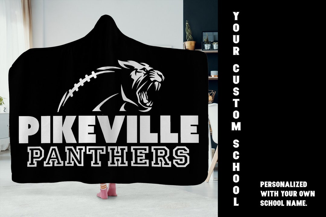 Custom School Name Panthers Football Mascot Logo Black and White Warm ...