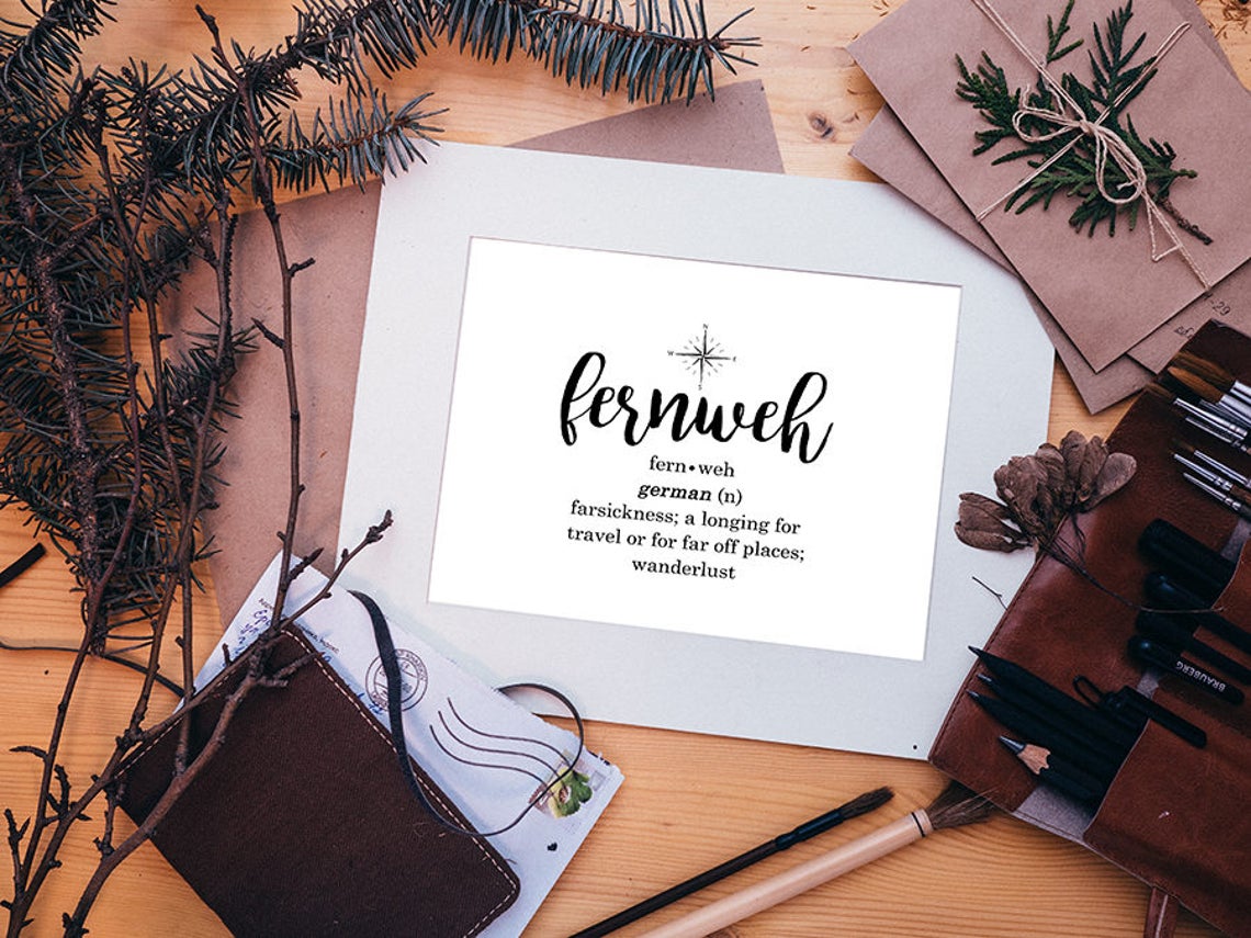 Travel Inspired Fernweh Definition Wanderlust Typography DIY Print Your ...